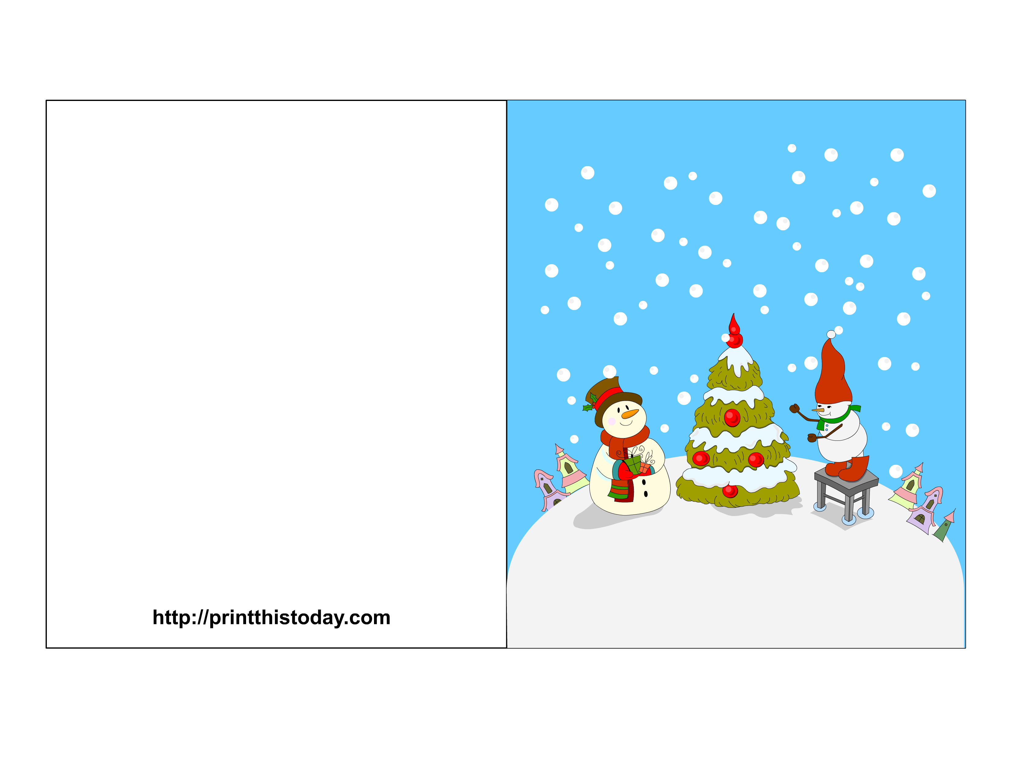Christmas card with snowman and tree | Print This Today, More than 1000 ...
